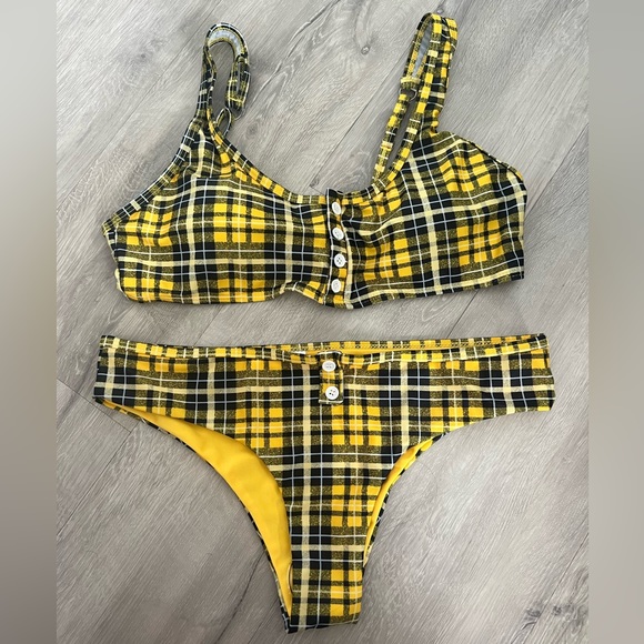 SHEIN | Swim | Yellow Plaid Bikini | Poshmark